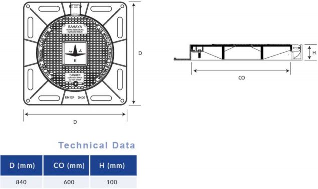 Manhole Top 840mm x 840mm x 100mm(H) – LYE